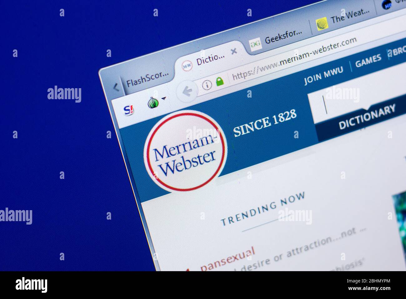 Ryazan, Russia - May 08, 2018: Merriam-Webster website on the display ...