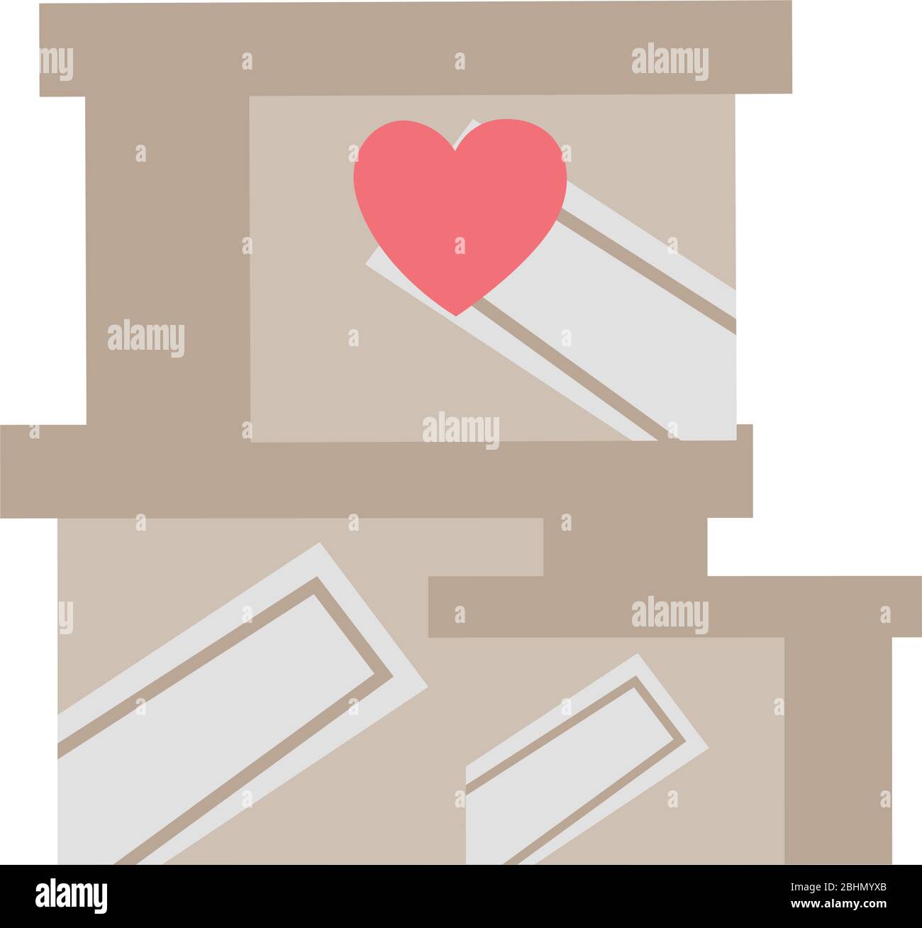 cardboard boxes with heart, symbol of donation and charity vector ...