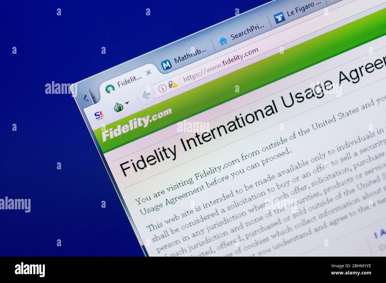 Ryazan, Russia - May 08, 2018: Fidelity website on the display of PC ...