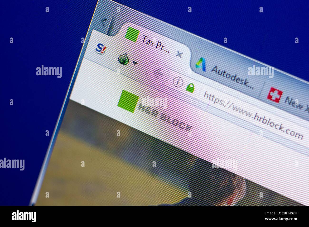 Ryazan, Russia - May 08, 2018: Hrblock website on the display of PC ...