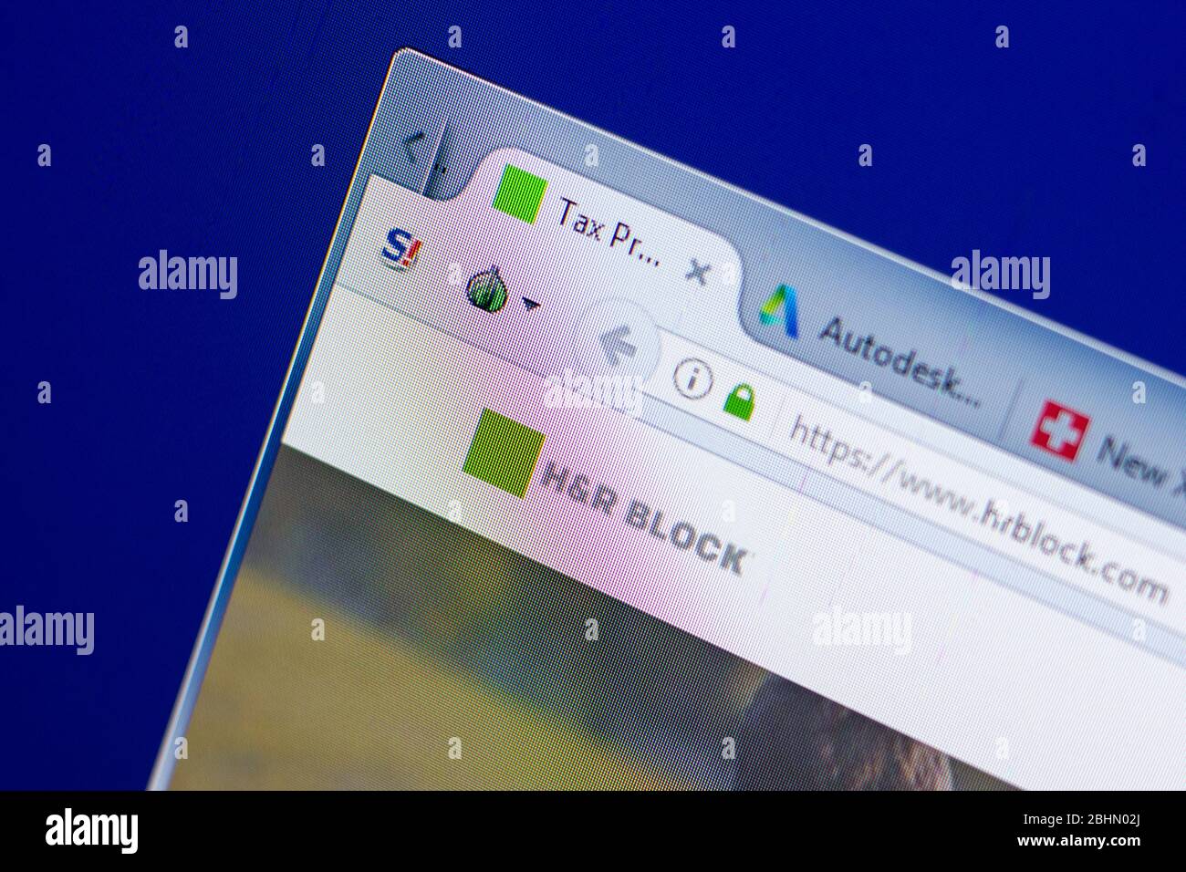 Ryazan, Russia - May 08, 2018: Hrblock website on the display of PC ...