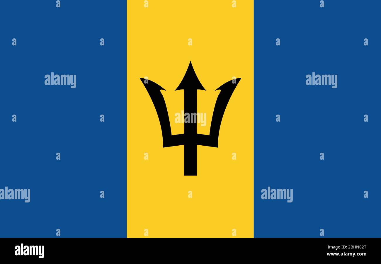 Barbados flag vector graphic. Rectangle Barbadian flag illustration ...