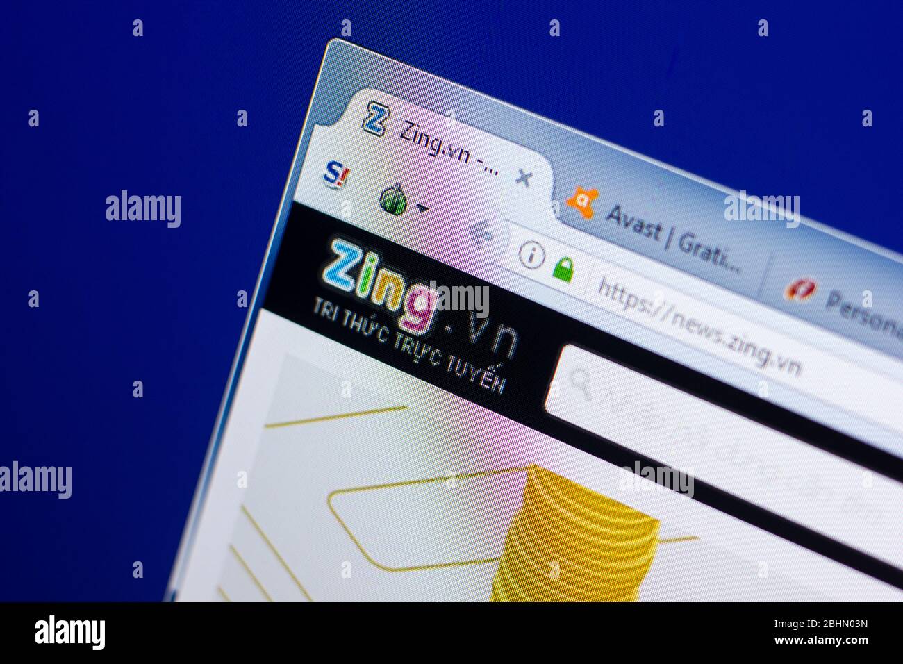 Ryazan, Russia - May 08, 2018: Zing website on the display of PC, url ...