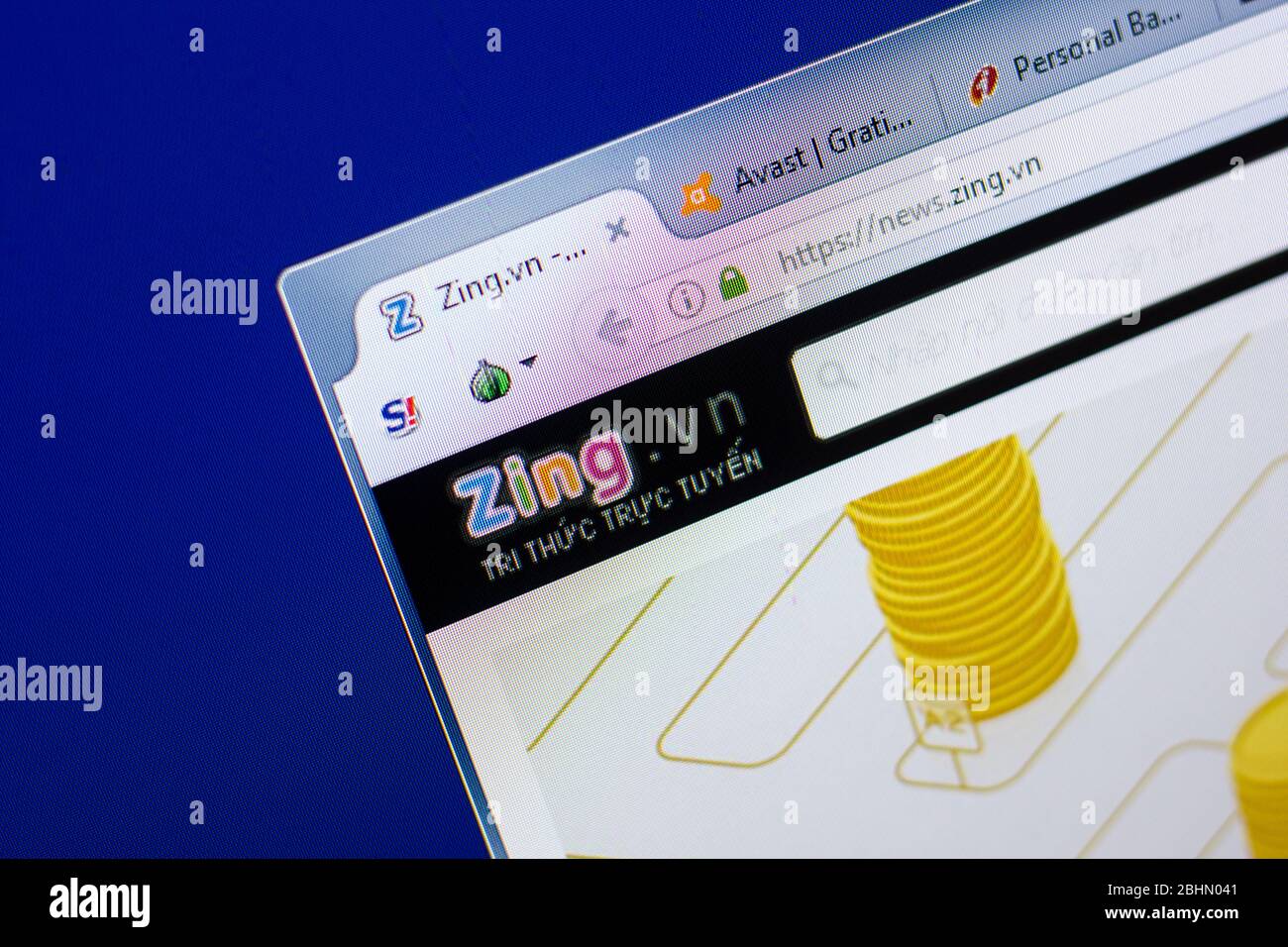 Ryazan, Russia - May 08, 2018: Zing website on the display of PC, url ...