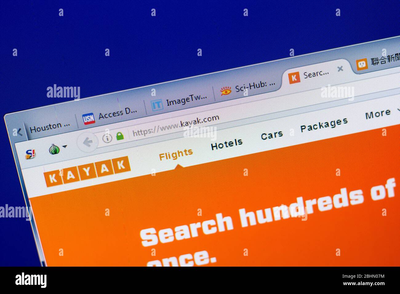 Ryazan, Russia - May 08, 2018: Kayak website on the display of PC, url ...