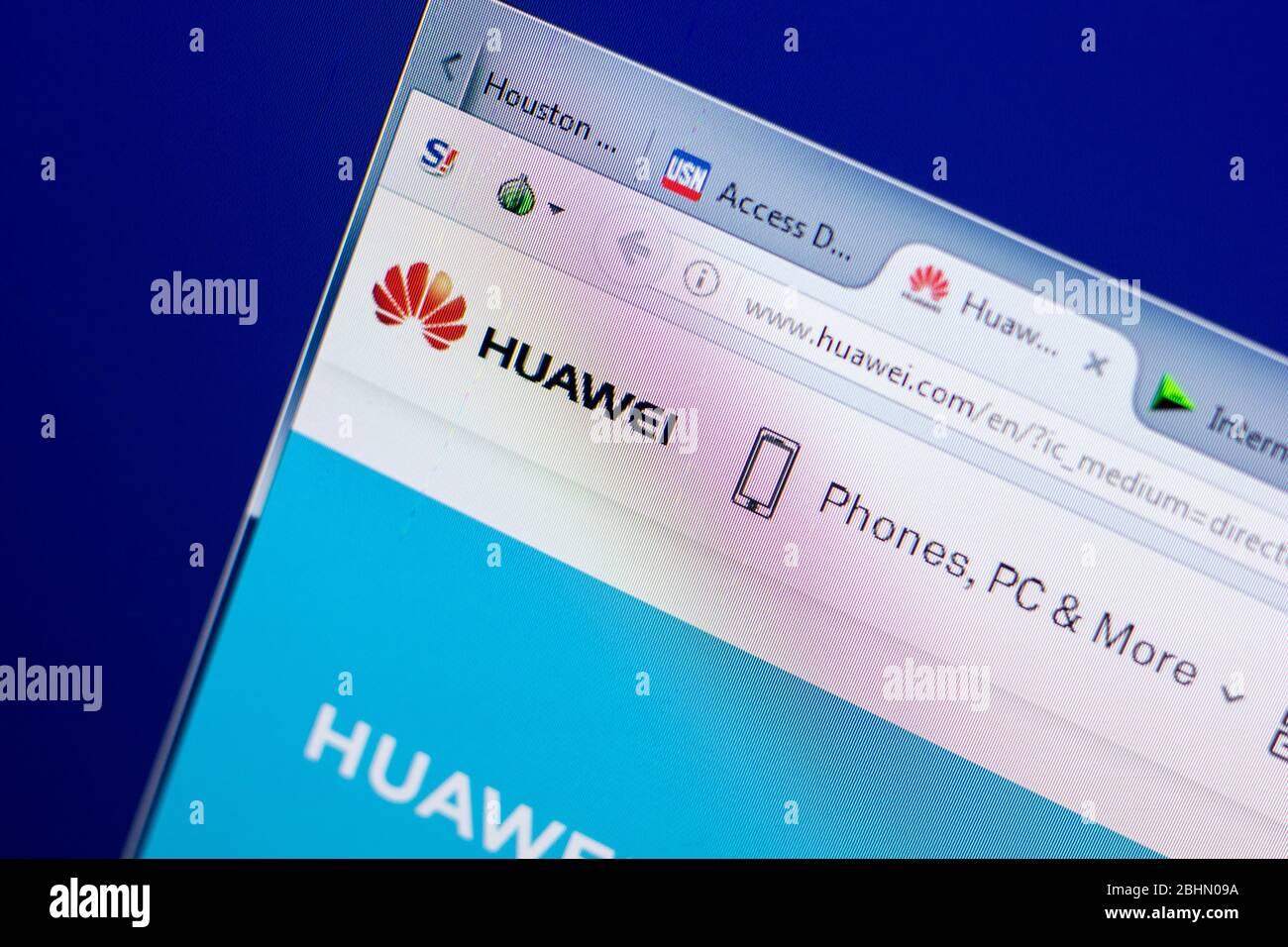 Ryazan, Russia - May 08, 2018: Huawei website on the display of PC, url ...