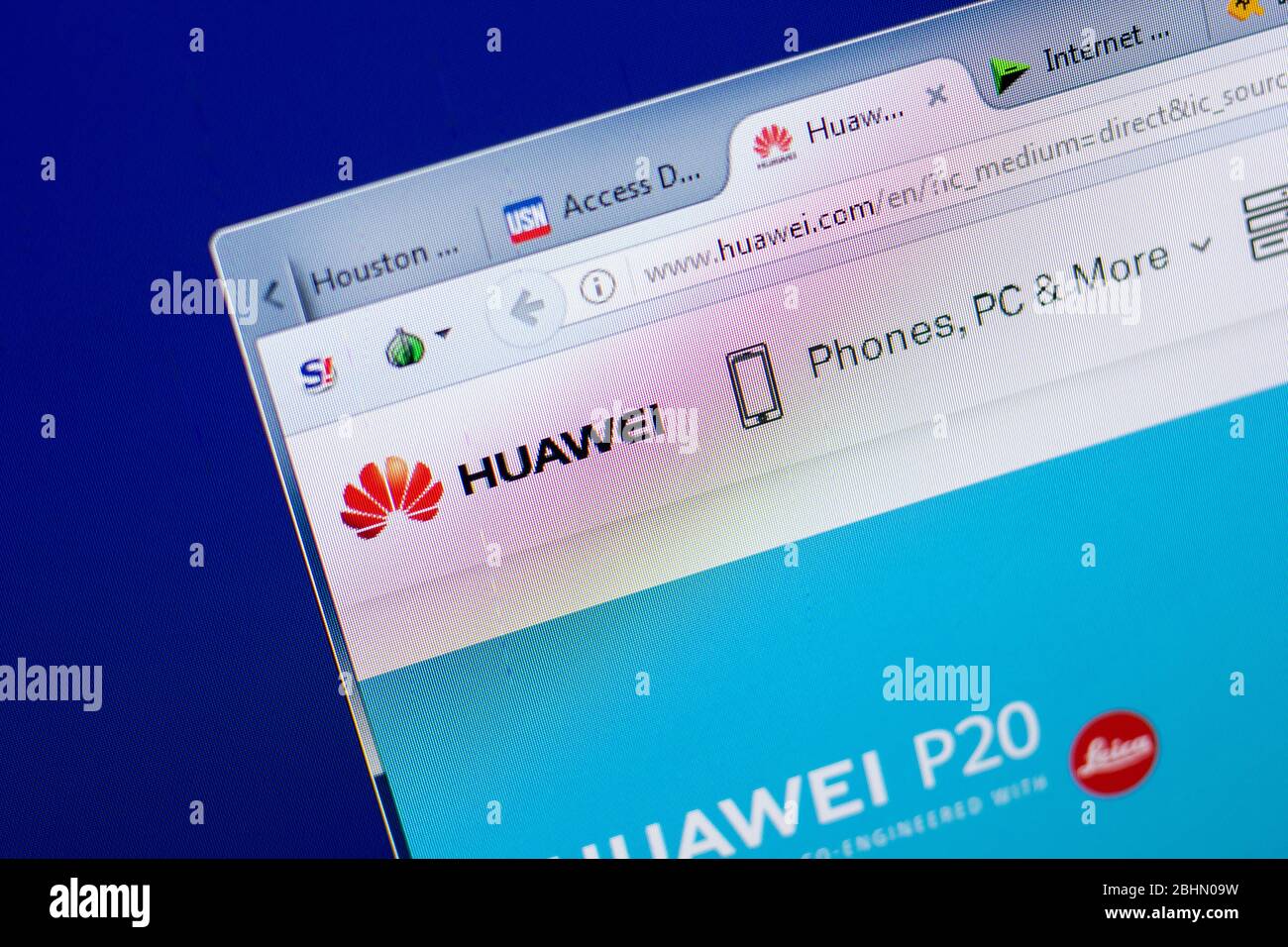 Ryazan, Russia - May 08, 2018: Huawei website on the display of PC, url ...