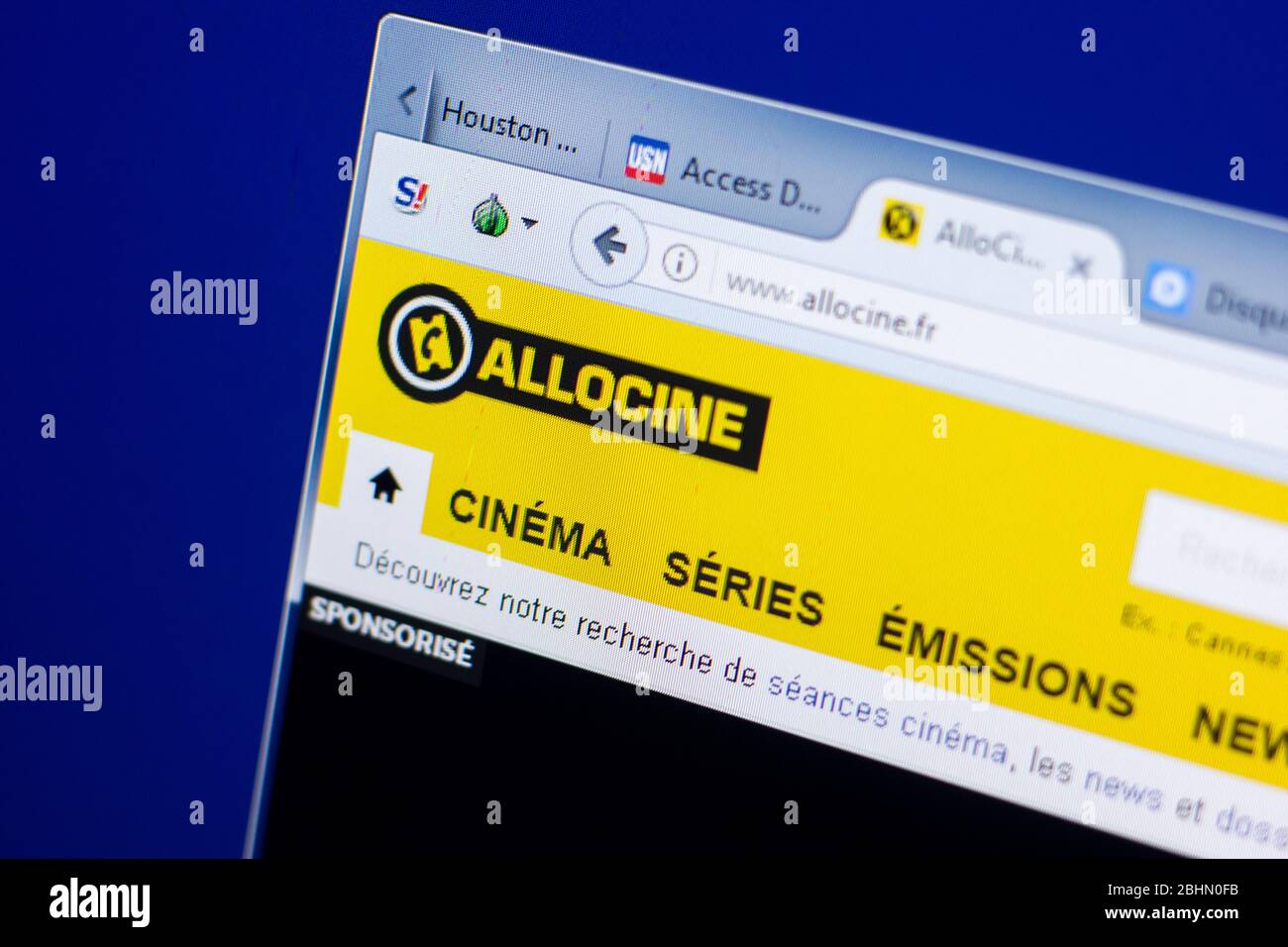 Ryazan, Russia - May 08, 2018: Allocine website on the display of PC ...