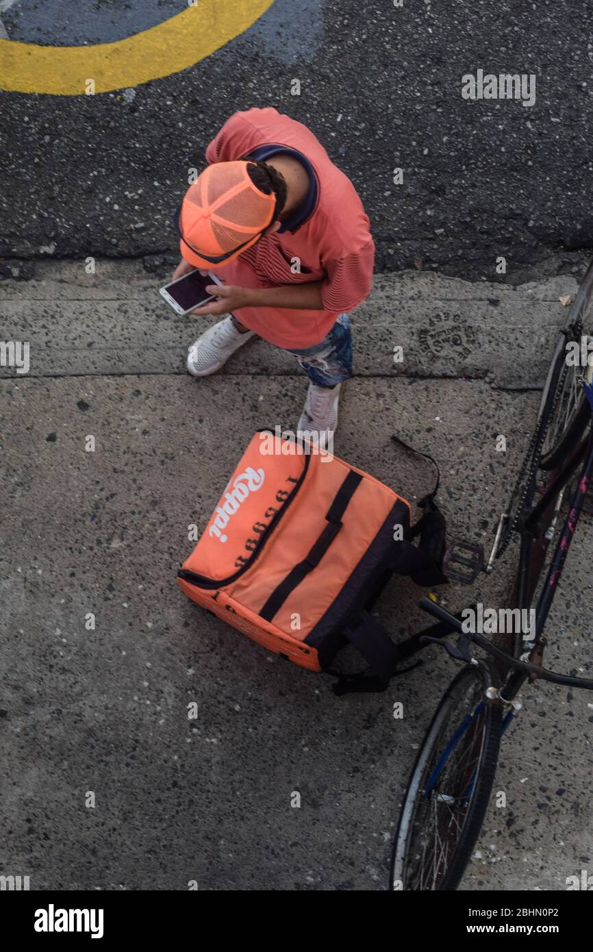 Bicycle driver from Rappi, a popular home delivery app in Colombia ...