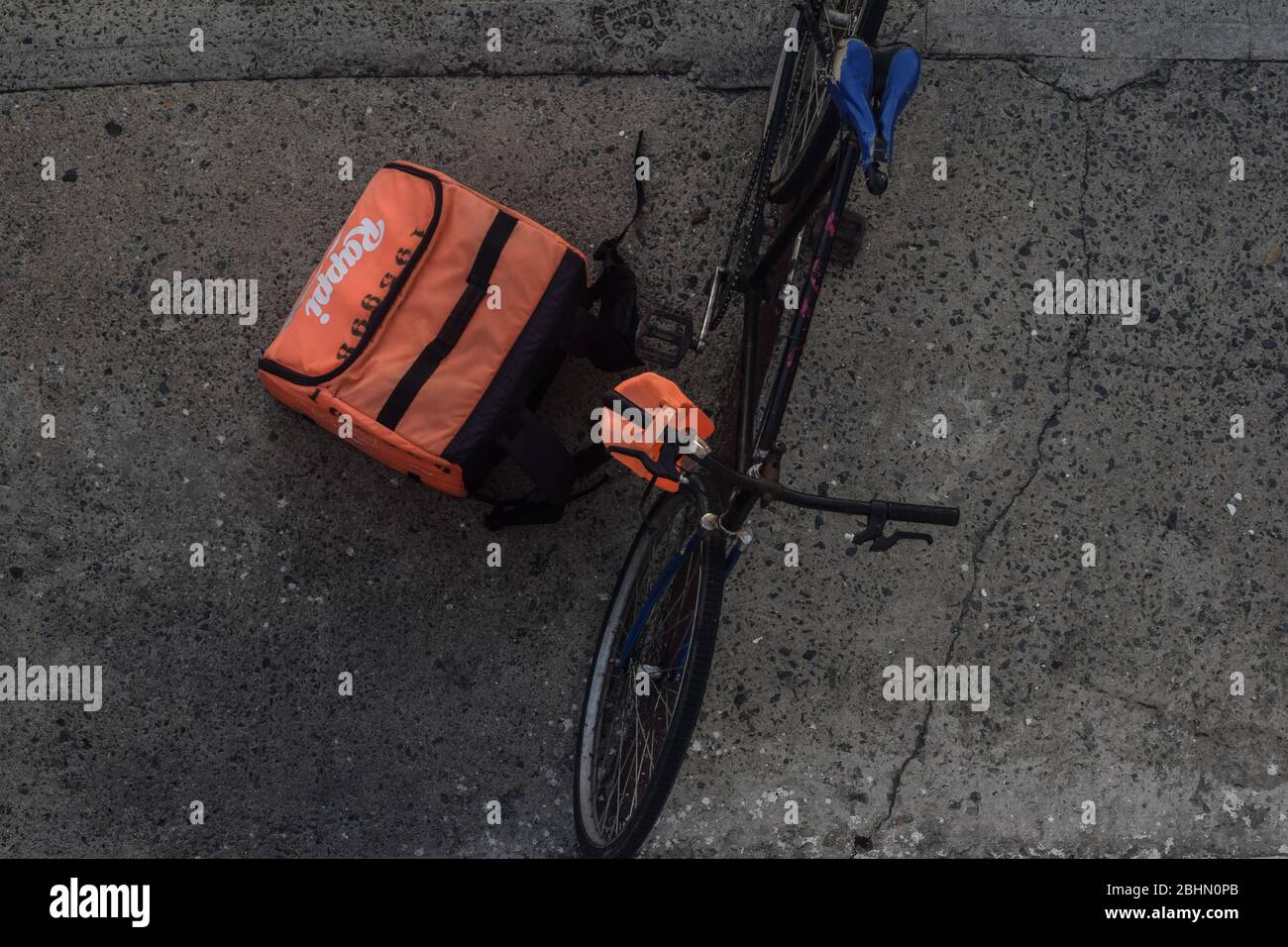 Parked bike from a Rappi driver, a popular home delivery app in ...