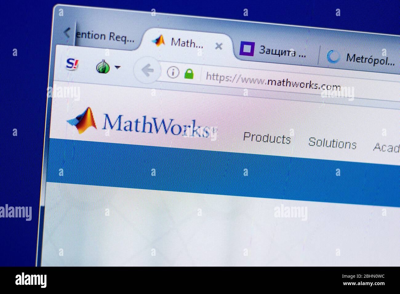 Ryazan, Russia - May 08, 2018: Math Works website on the display of PC ...