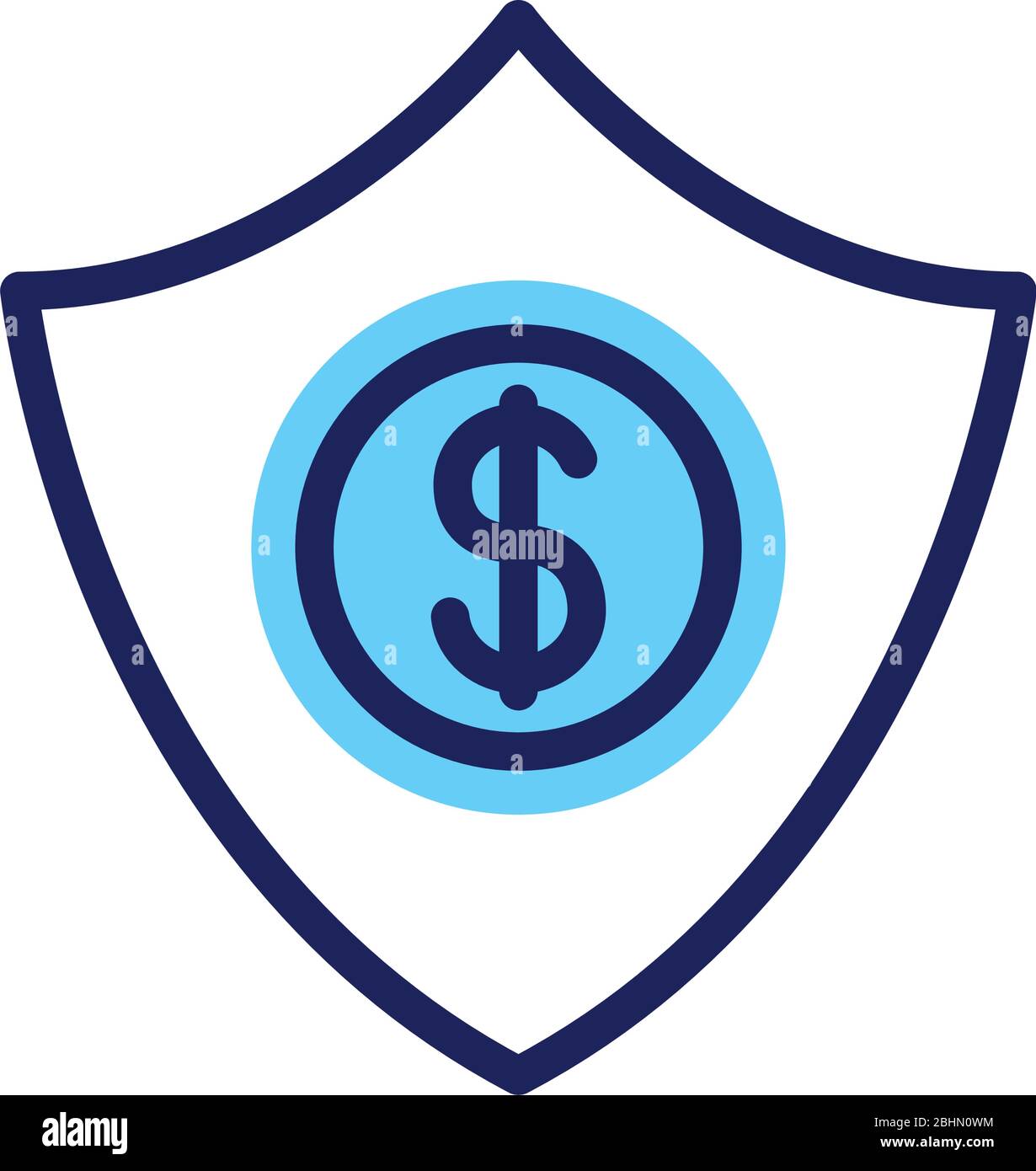 shield insurance with money symbol line and fill style icon Stock ...