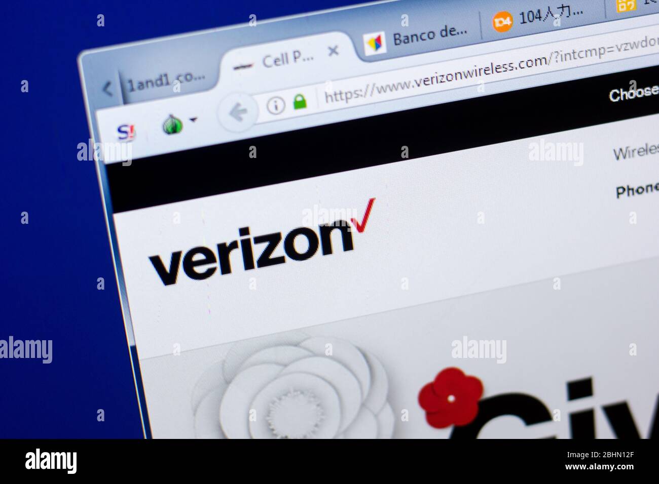 Ryazan, Russia - May 08, 2018: VerizonWireless website on the display ...