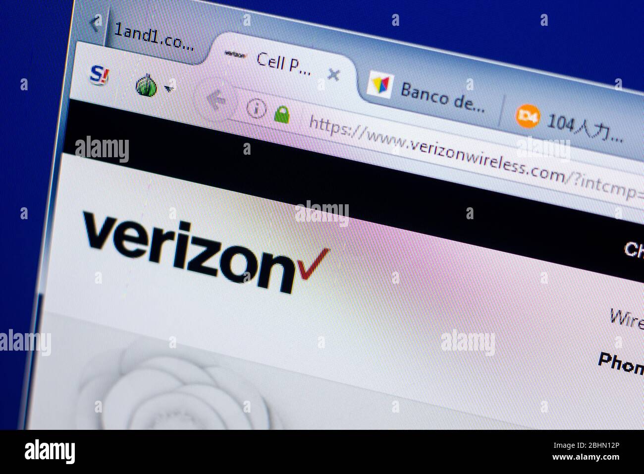 Ryazan, Russia - May 08, 2018: VerizonWireless website on the display ...