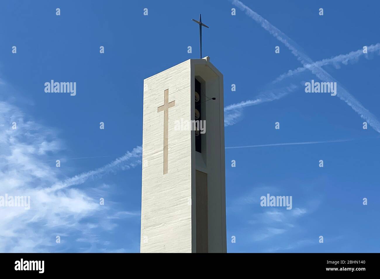 General overall view of the cross atop the St. Stephen Martyr Catholic ...