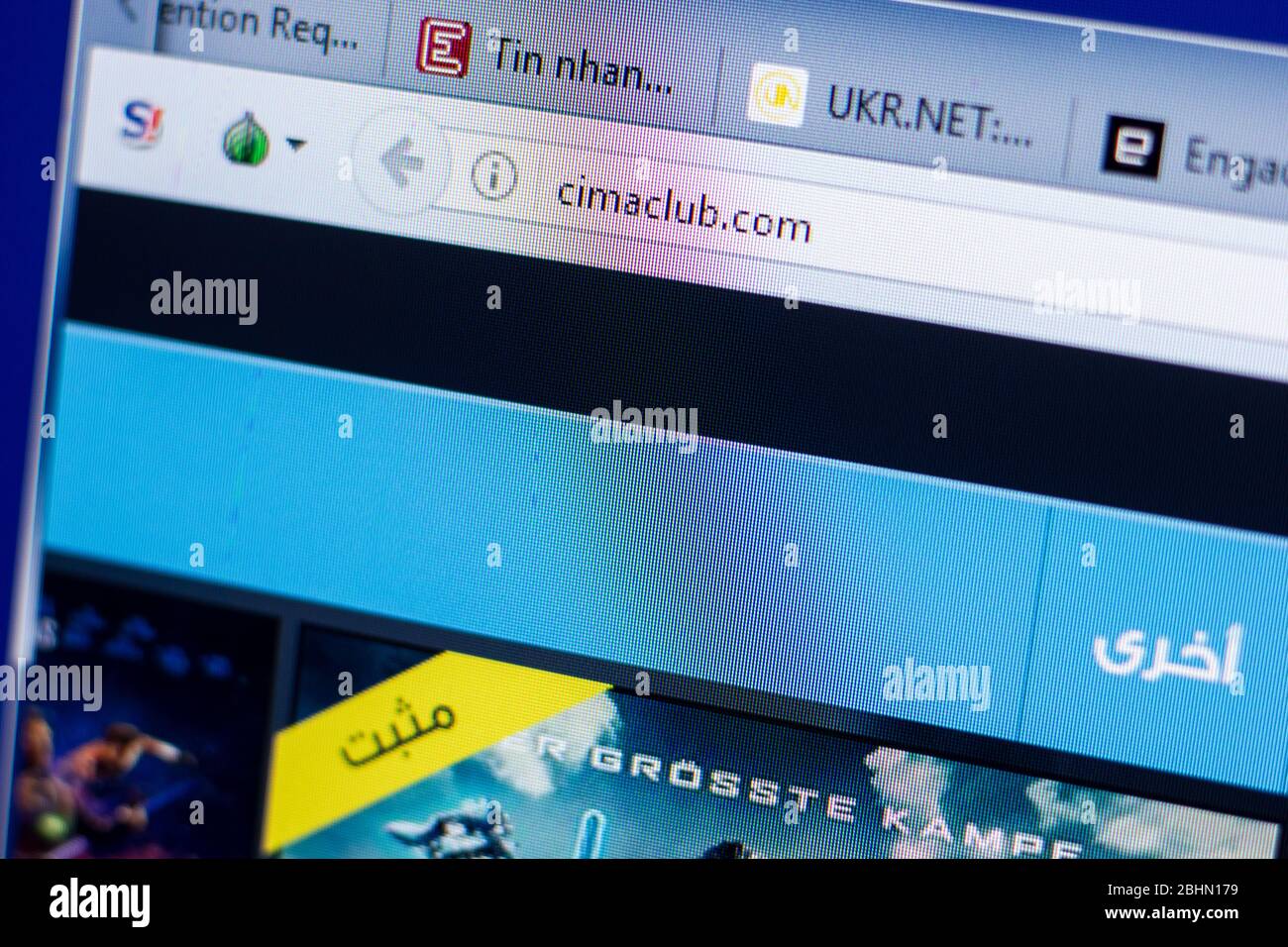 Ryazan, Russia - May 08, 2018: CimaClub website on the display of PC ...