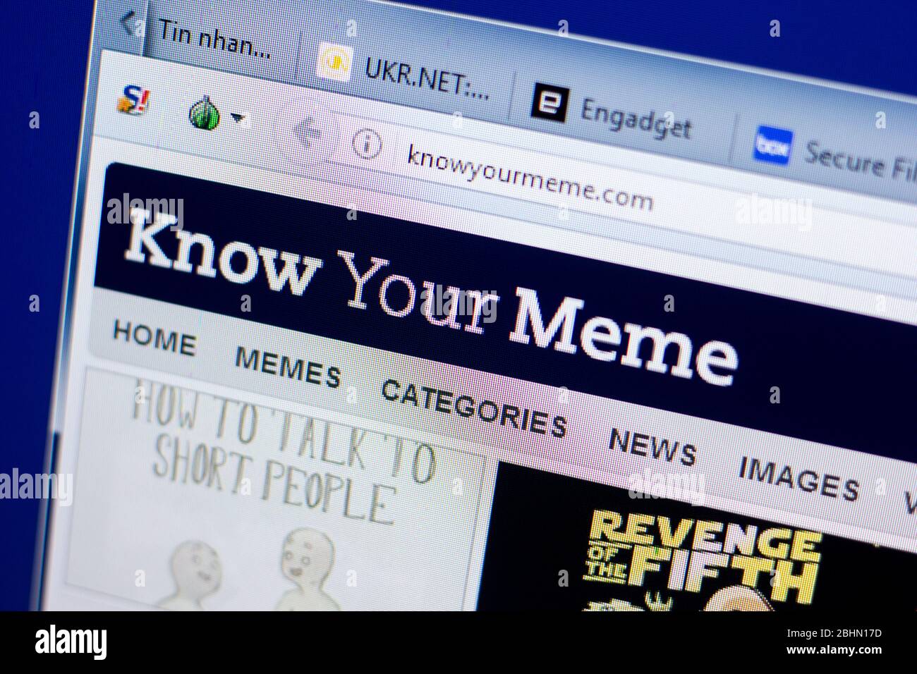 Ryazan, Russia - May 08, 2018: KnowYourMeme website on the display of ...