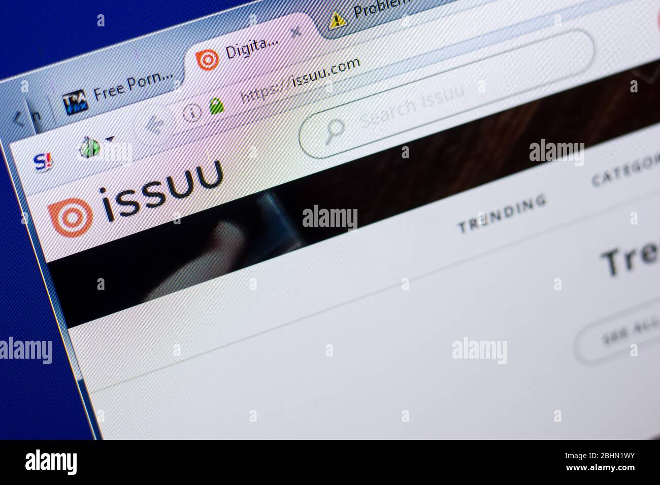 Ryazan, Russia - May 08, 2018: ISSUU website on the display of PC, url ...