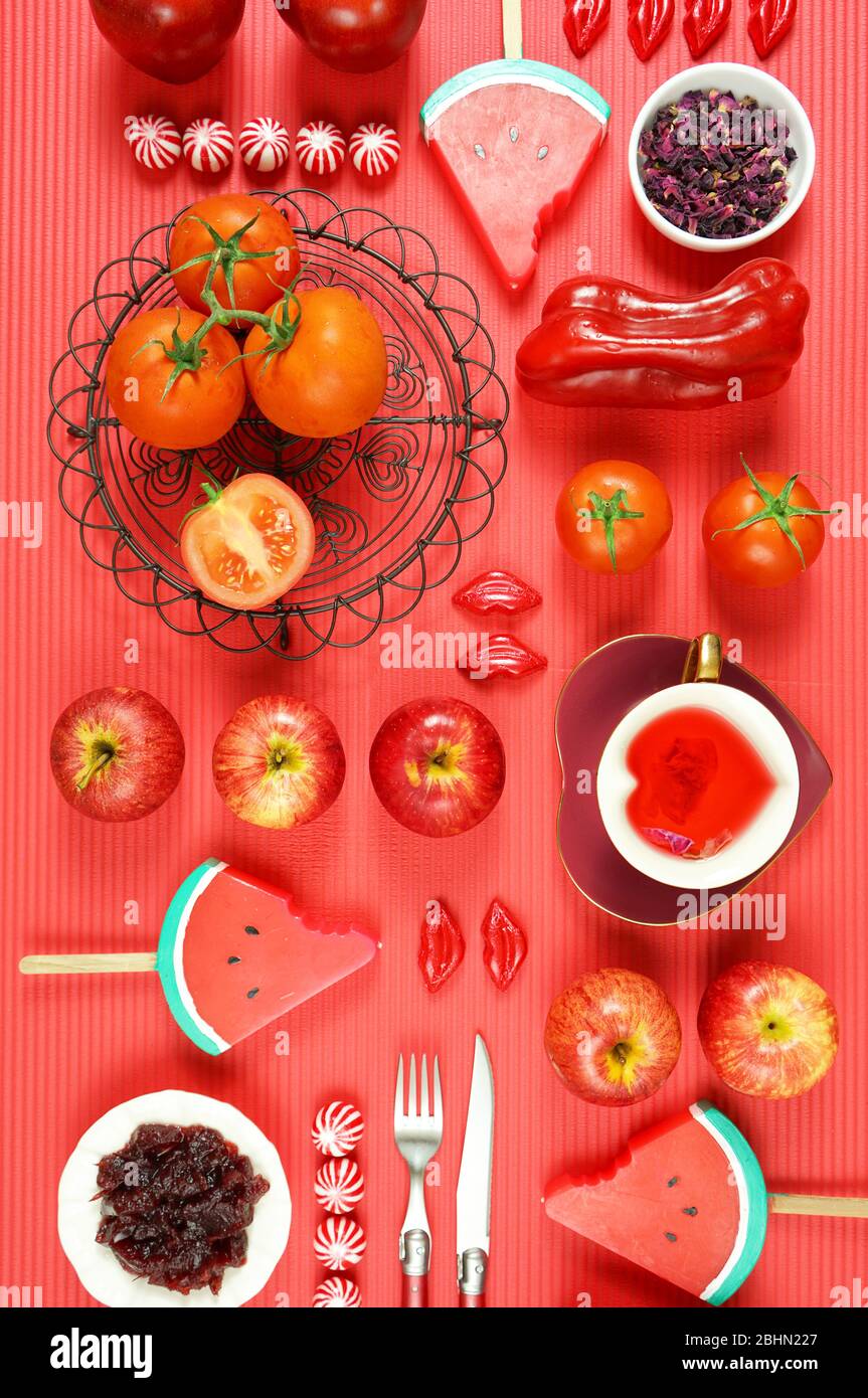 Red foods including apples, tomatoes, cranberry, watermelon, and red ...