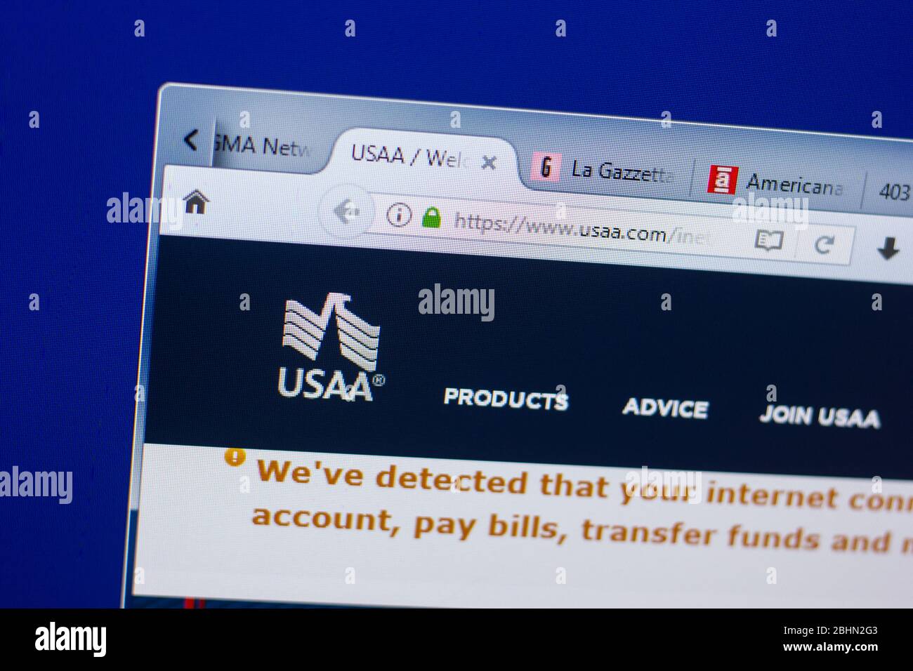 Ryazan, Russia - May 13, 2018: USAA website on the display of PC, url ...