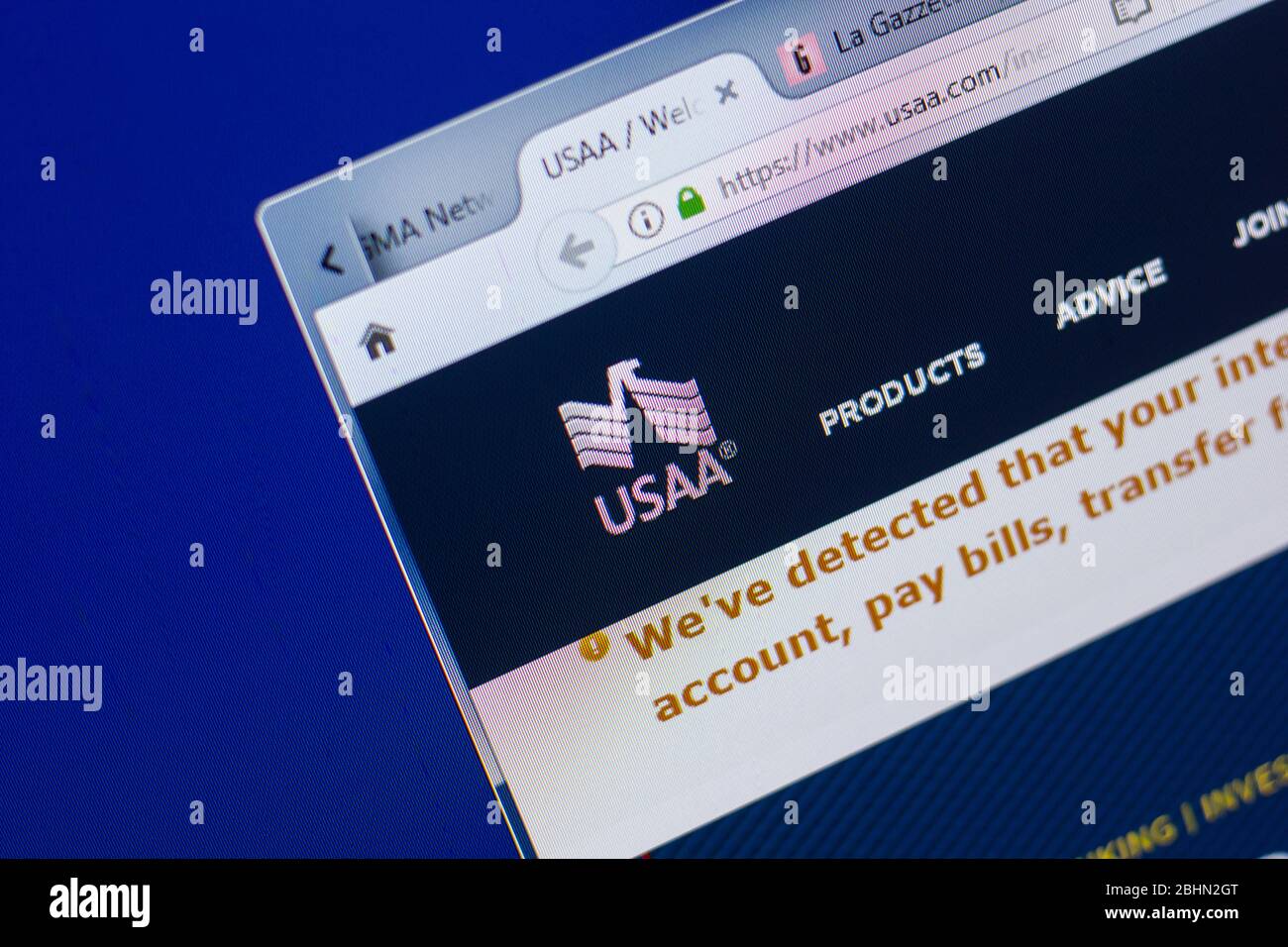 Ryazan, Russia - May 13, 2018: USAA website on the display of PC, url ...