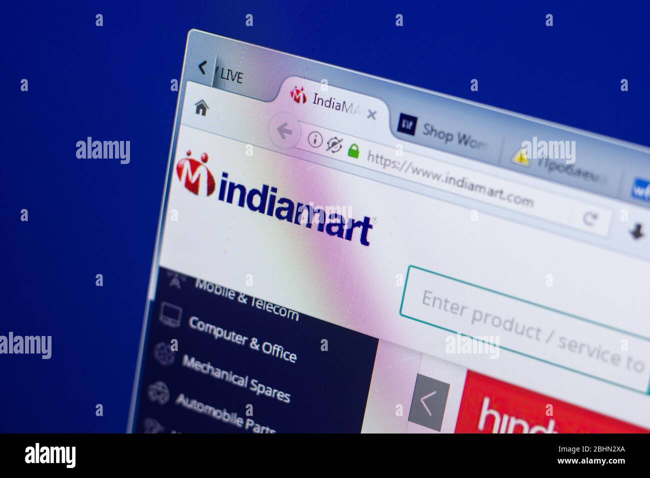 Ryazan, Russia - May 13, 2018: IndiaMart website on the display of PC ...