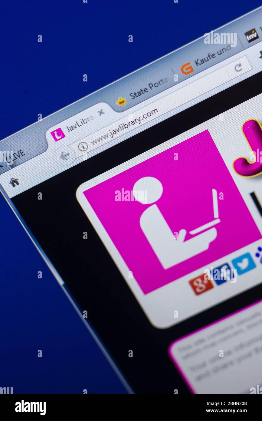 Ryazan, Russia - May 13, 2018: JavLibrary website on the display of PC, url - JavLibrary.com ...