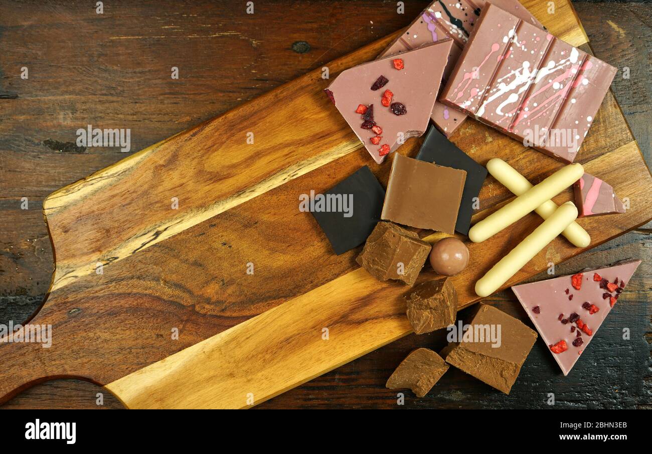 Cooking with Chocolate Concept with Milk, Dark, White and Ruby ...