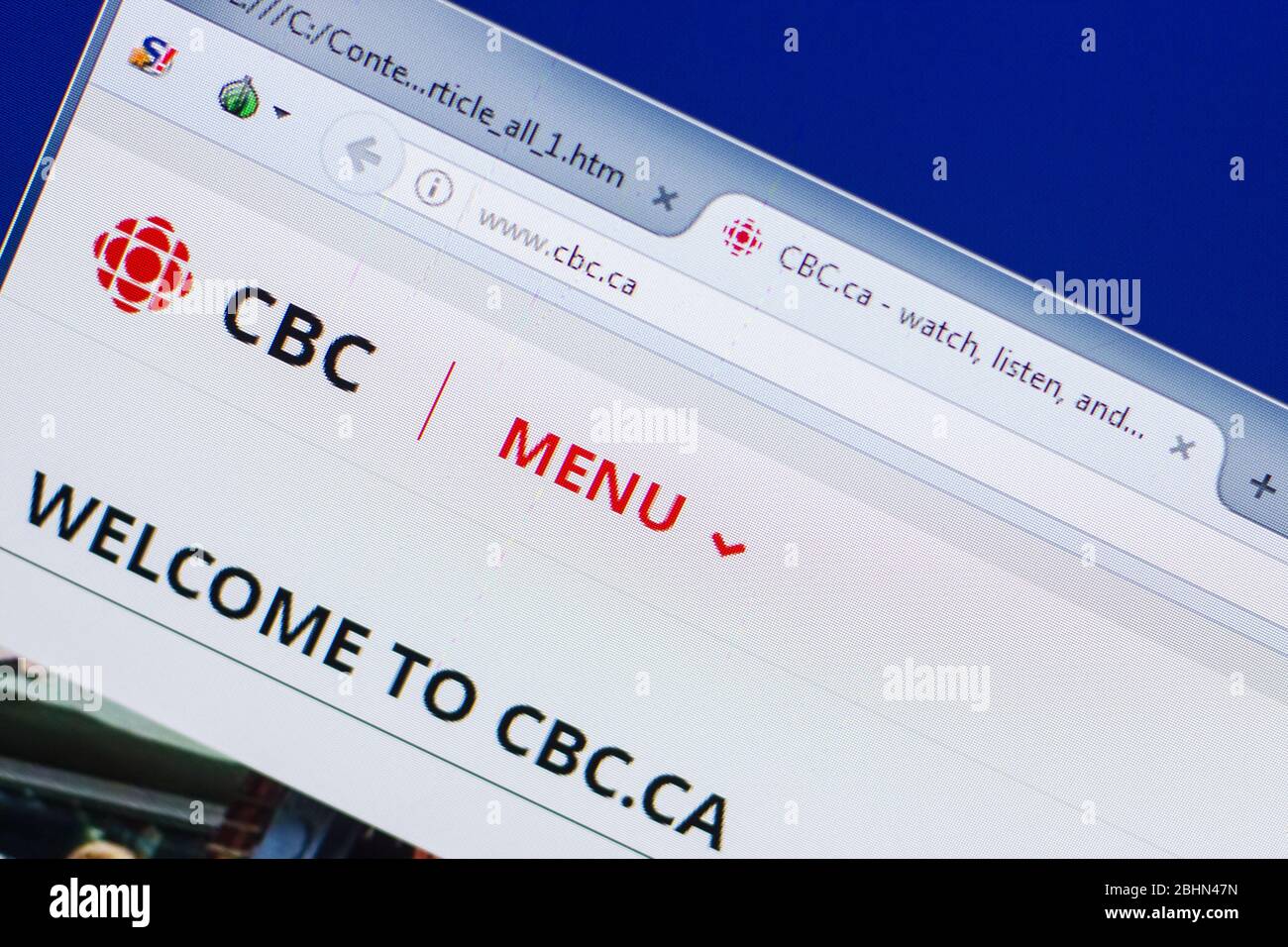 Ryazan, Russia - May 13, 2018: Cbc website on the display of PC, url ...