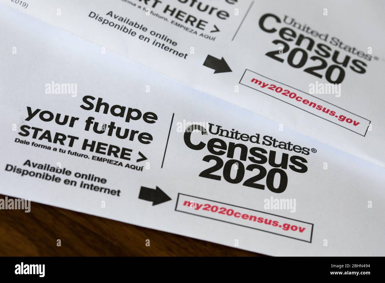 A photograph of the United States 2020 Census questionnaire and other ...