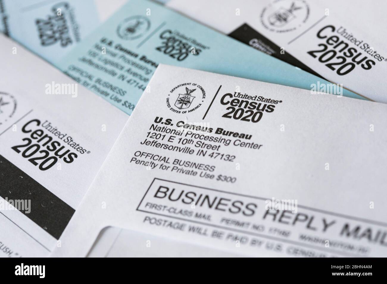 A photograph of the United States 2020 Census questionnaire and other ...