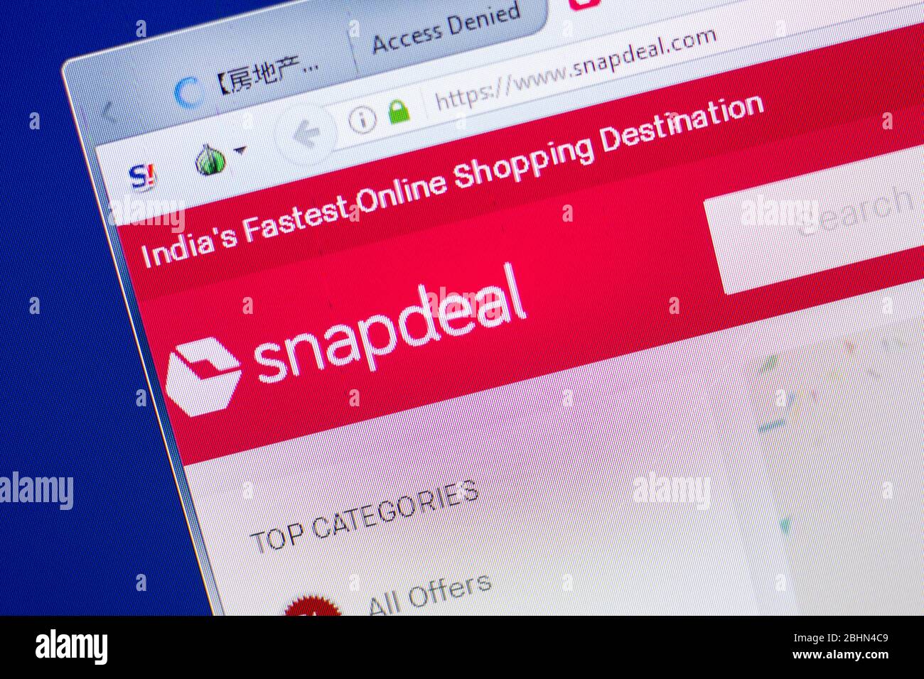 Ryazan, Russia - May 13, 2018: Snapdeal website on the display of PC ...