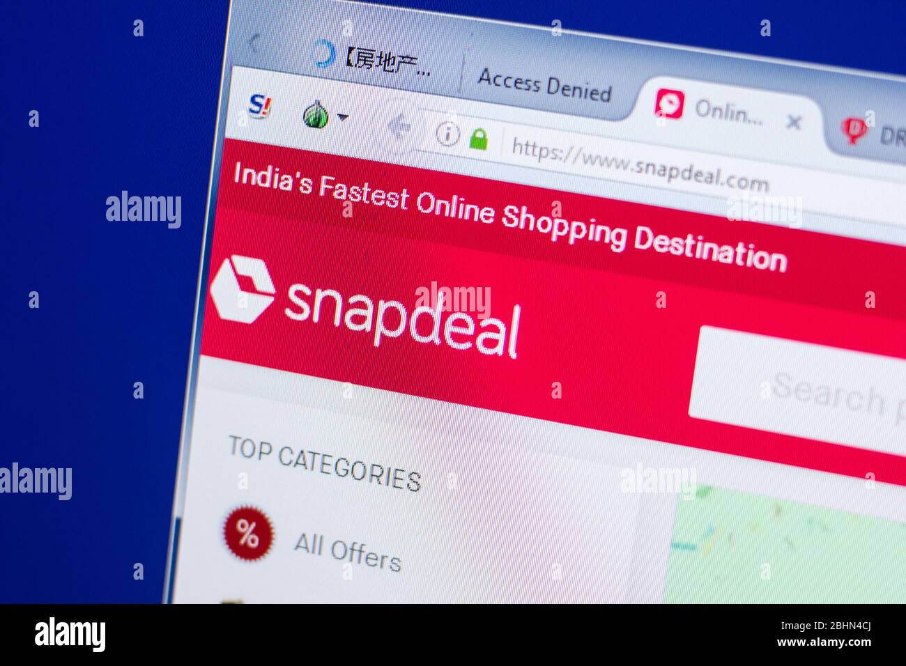 Ryazan, Russia - May 13, 2018: Snapdeal website on the display of PC ...