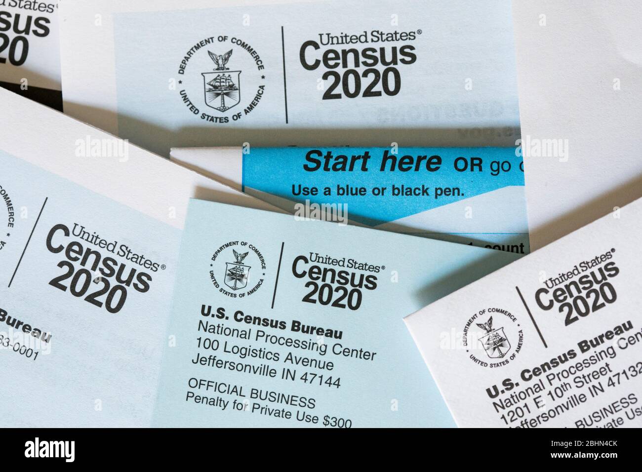 A photograph of the United States 2020 Census questionnaire and other ...