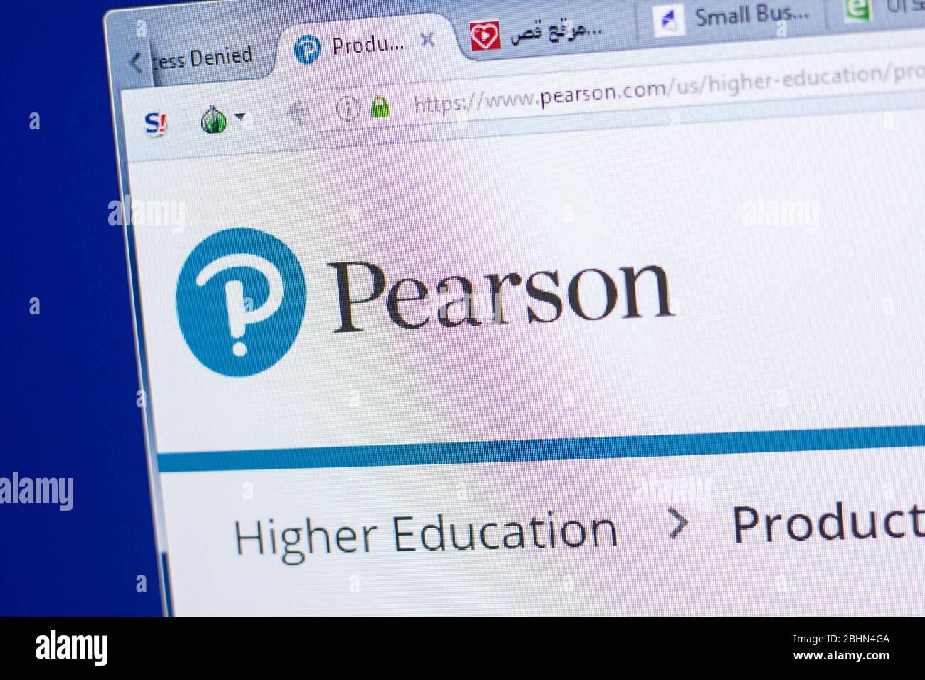 Ryazan, Russia - May 13, 2018: Pearson website on the display of PC ...