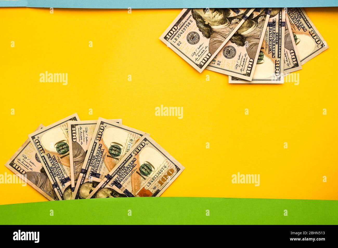 Cash Money on colorful background, Fan of 100 dollar bills on color ...