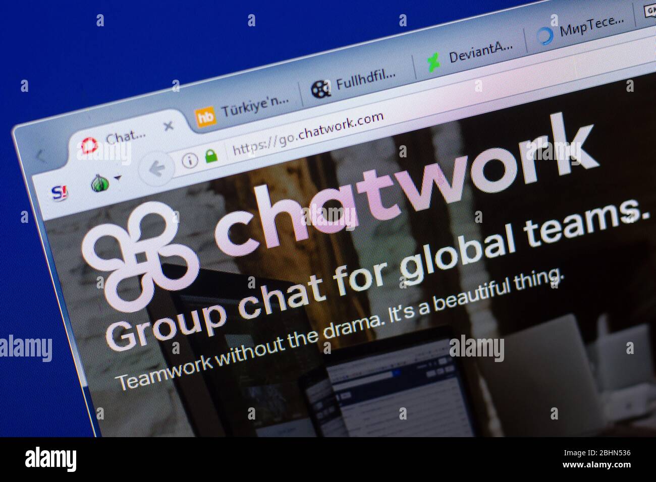 Ryazan, Russia - May 13, 2018: ChatWork website on the display of PC, url - ChatWork.com Stock ...