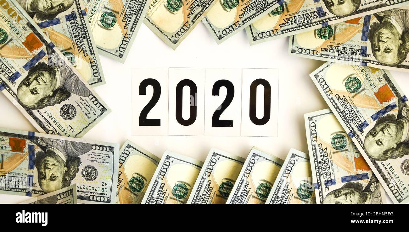 Budget 2020, the inscription on white space, on the background of ...
