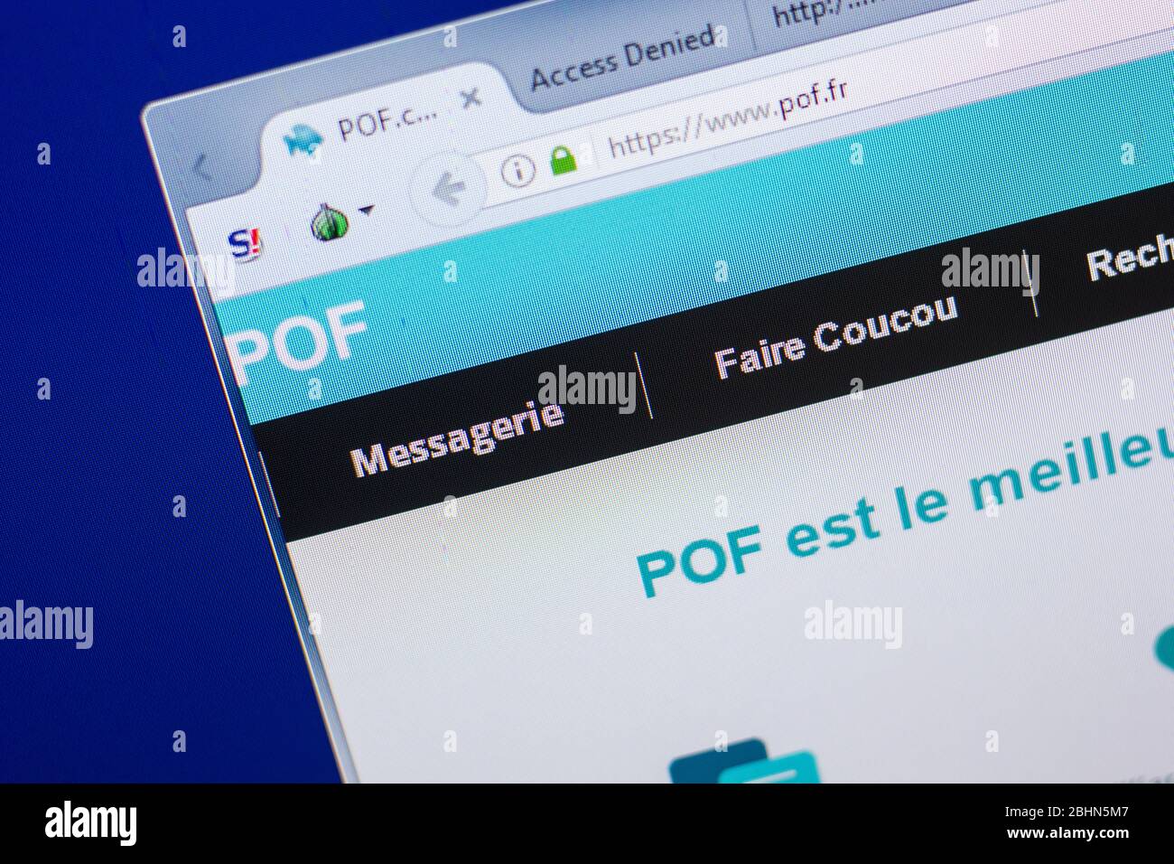 Ryazan, Russia - May 13, 2018: Pof website on the display of PC, url ...