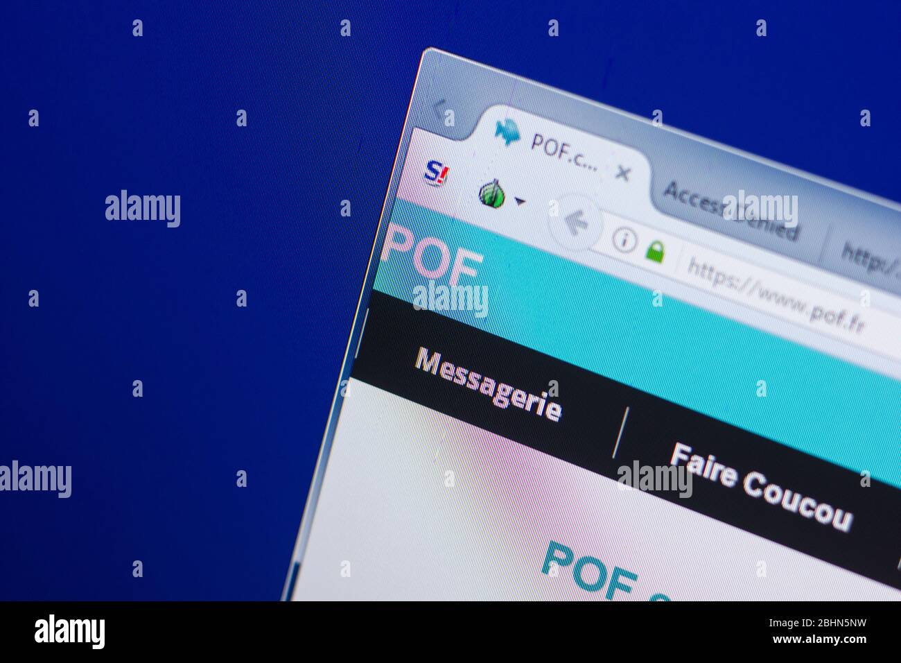 Ryazan, Russia - May 13, 2018: Pof website on the display of PC, url ...