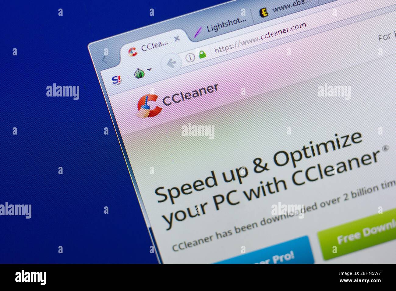 Ryazan, Russia - May 13, 2018: CCleaner website on the display of PC ...