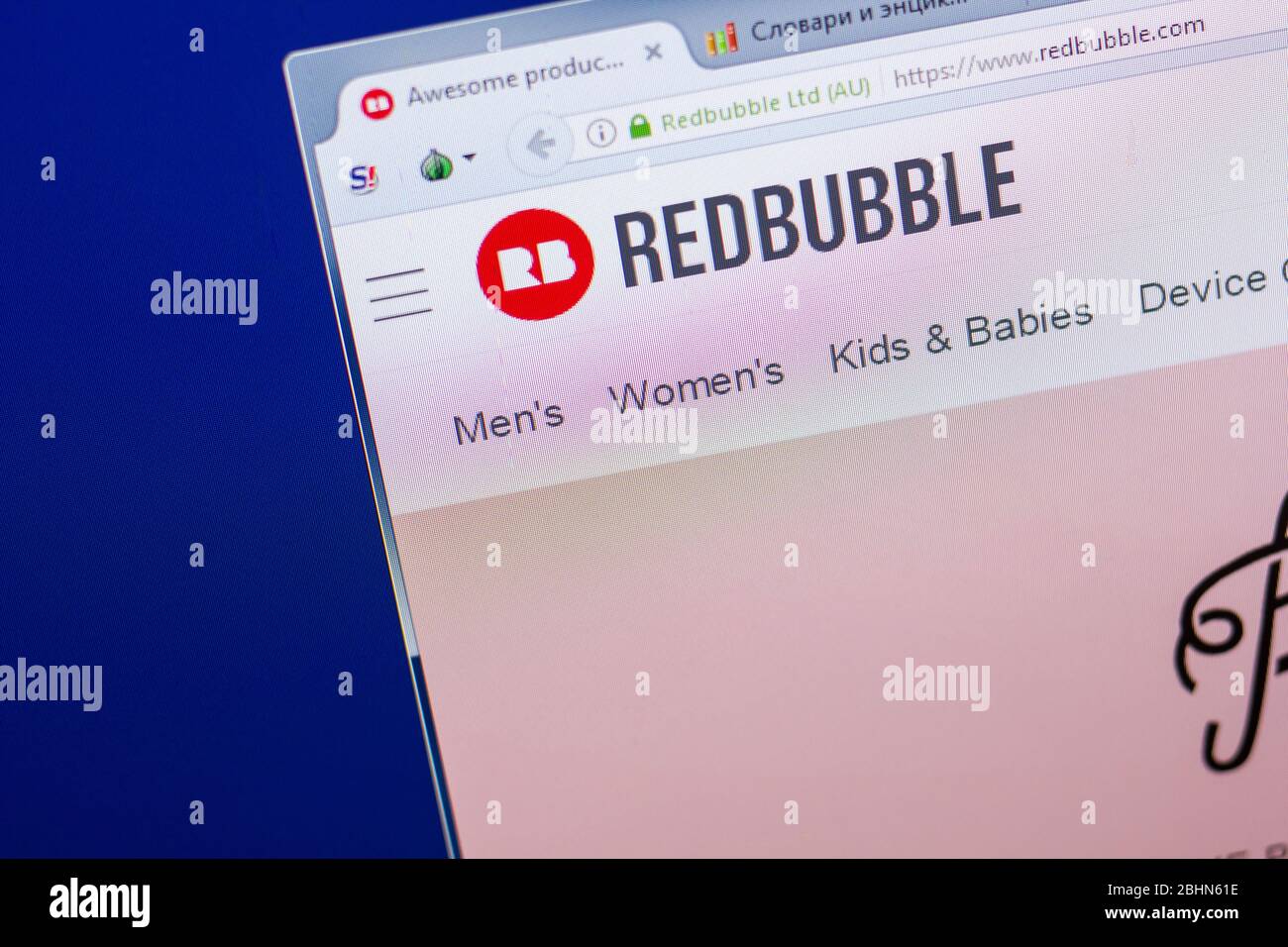 Ryazan, Russia - May 13, 2018: RedBubble website on the display of PC ...