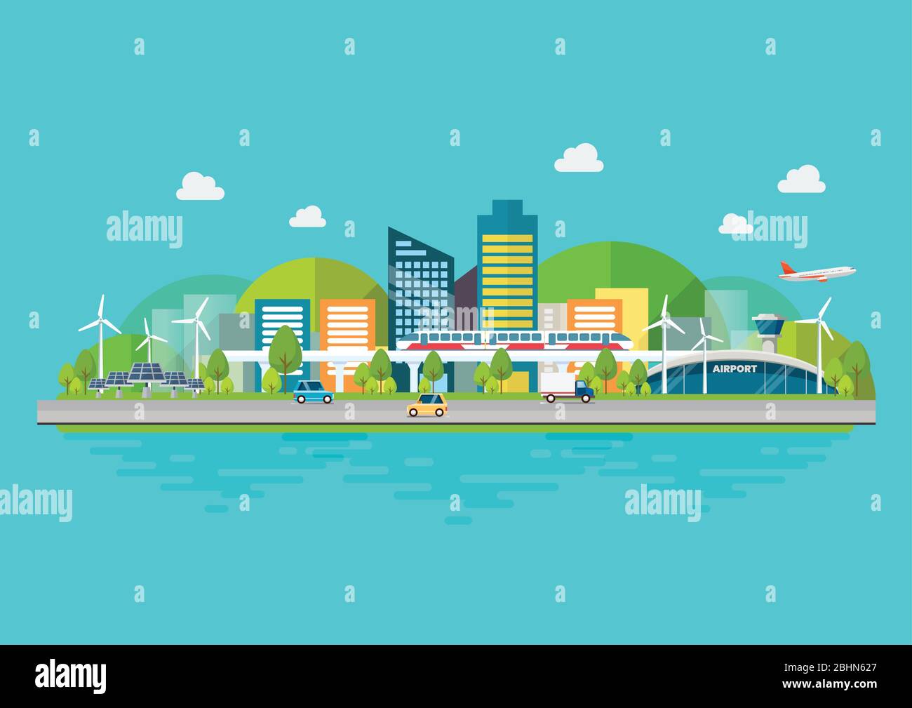 Sustainable eco friendly cityscape with Infrastructure and ...