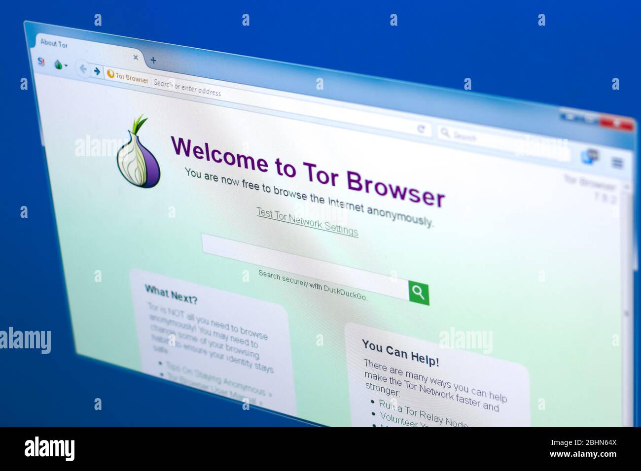 Ryazan, Russia - March 28, 2018 - Tor browser on a display of PC with ...