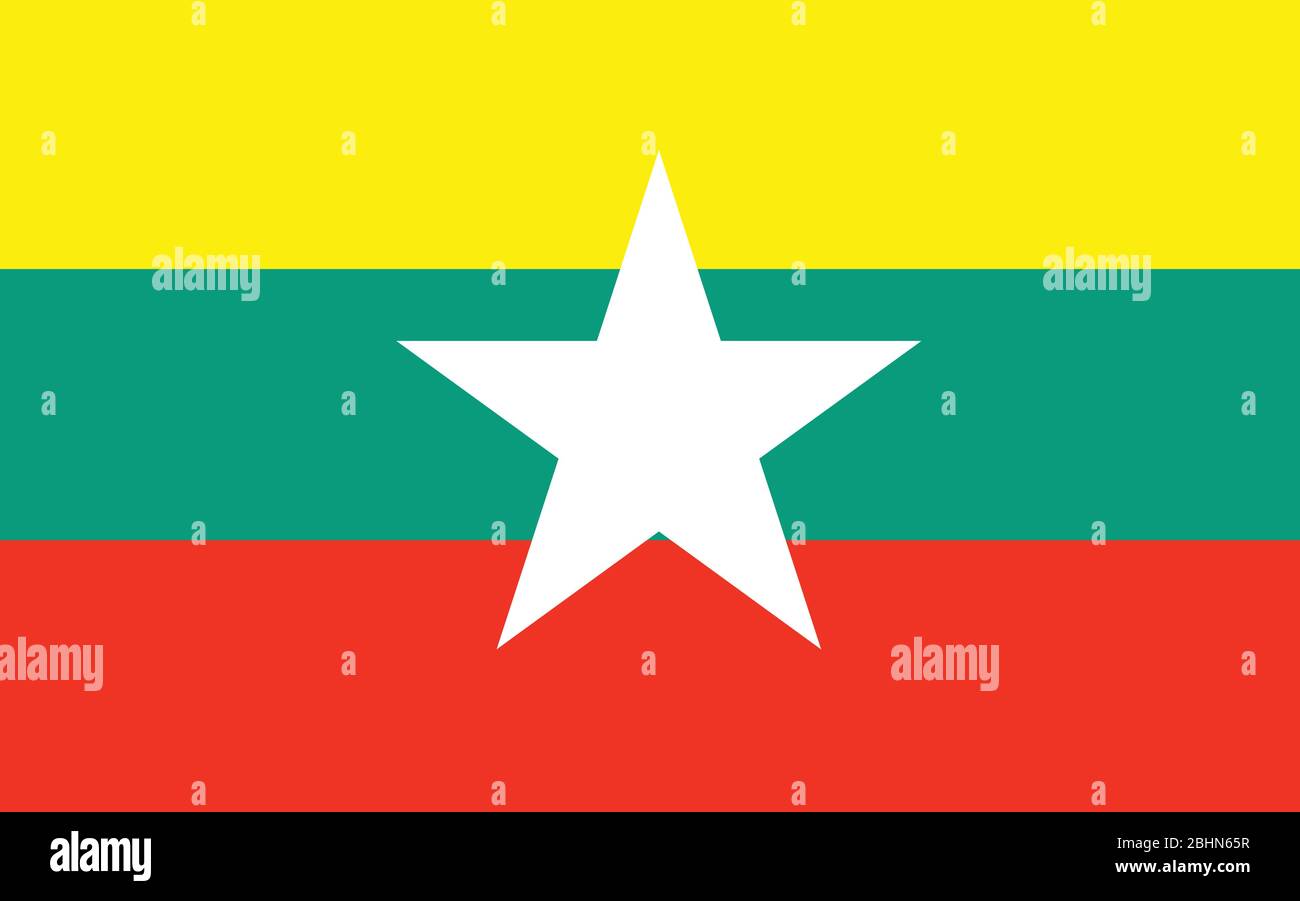 Myanmar flag vector graphic. Rectangle Myanmar flag illustration ...