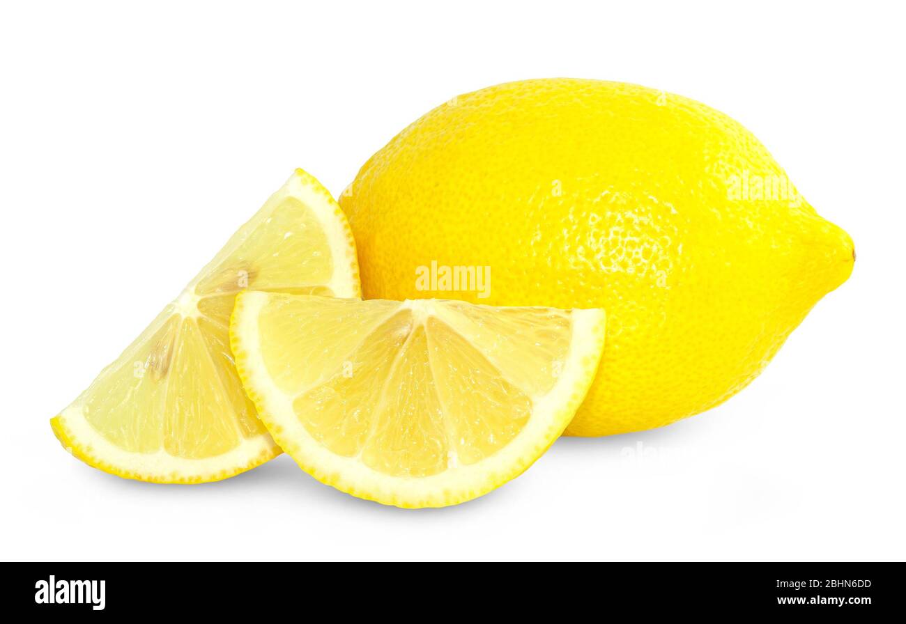 lemon fruit with leaf isolated on white background Clipping Path Stock ...