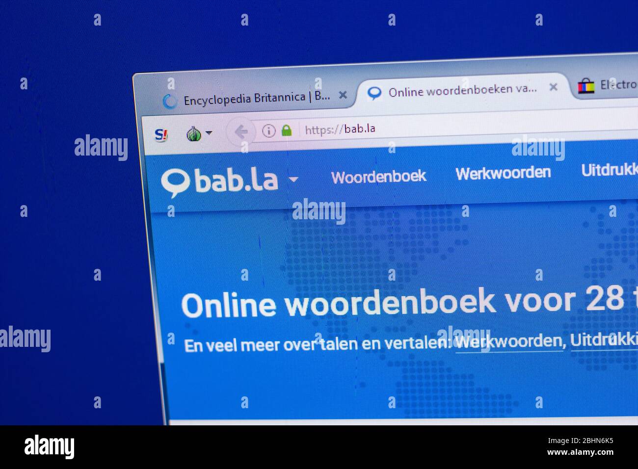 Ryazan, Russia - May 13, 2018: Bab website on the display of PC, url ...