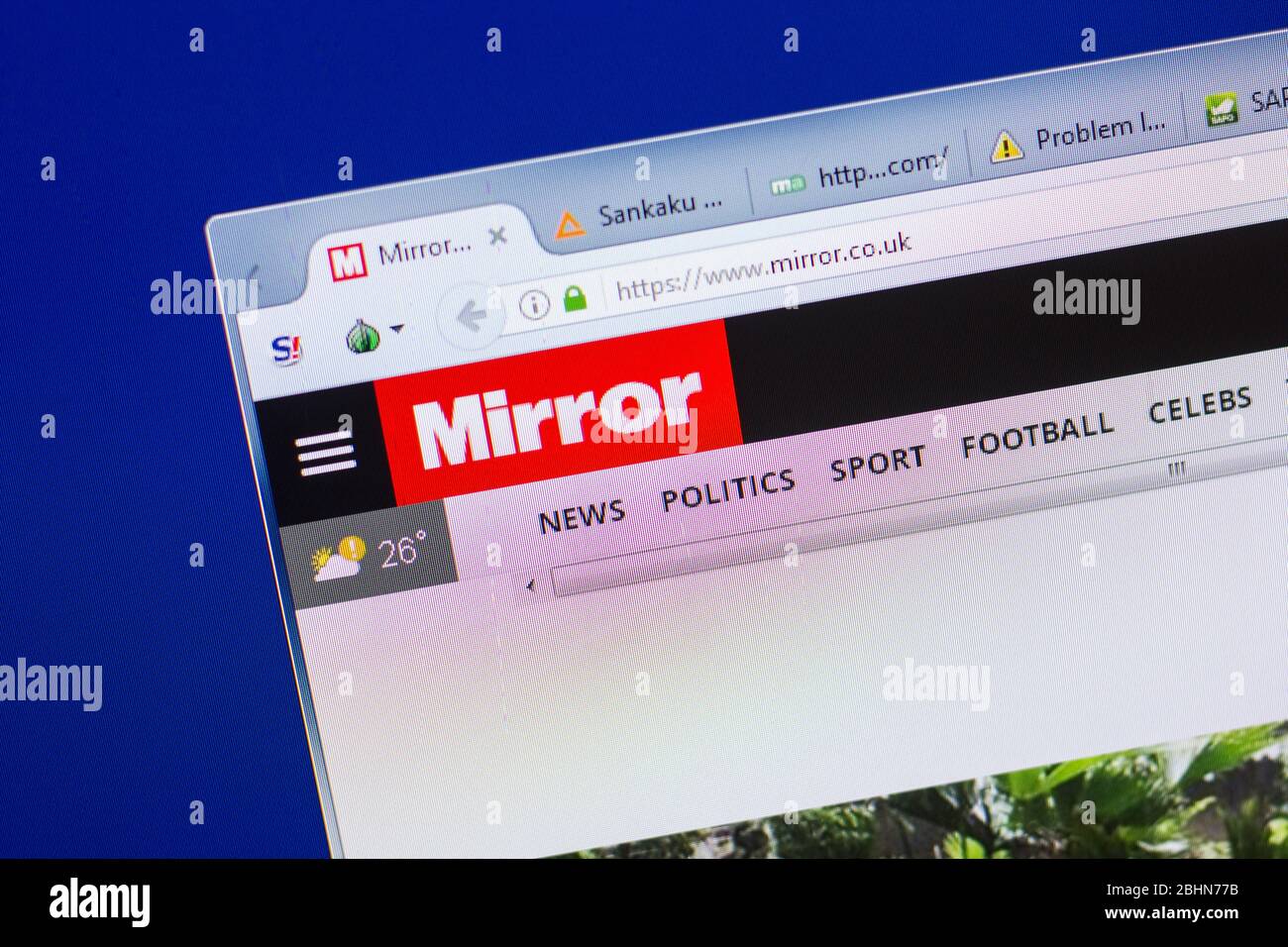 Ryazan, Russia - May 13, 2018: Mirror website on the display of PC, url ...