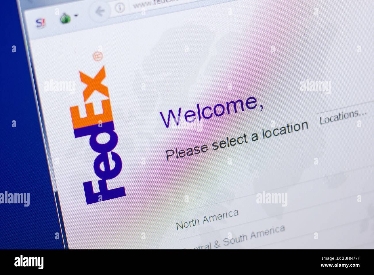 Ryazan, Russia - May 13, 2018: Fedex website on the display of PC, url ...