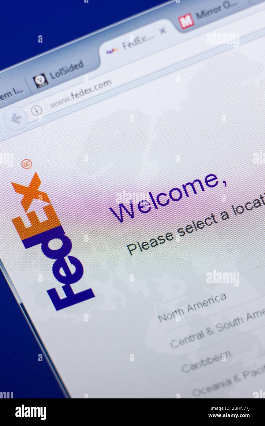 Ryazan, Russia - May 13, 2018: Fedex website on the display of PC, url ...